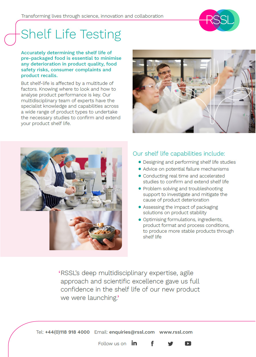 Shelf Life Testing | Shelf Life Extension Services | RSSL